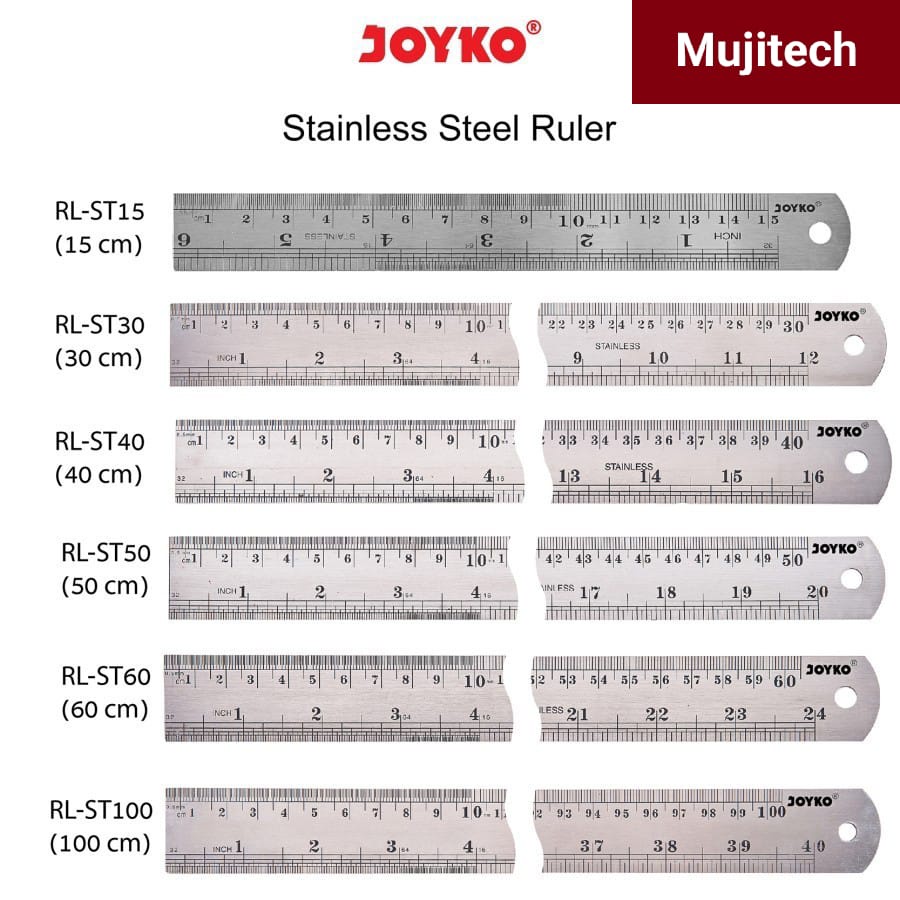 Jual PENGGARIS BESI STAINLESS STEEL RL ST 15CM - 100CM RULER JOYKO | Shopee Indonesia
