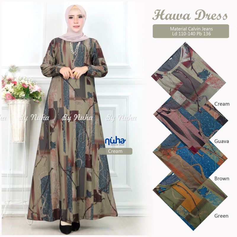 Jual HAWA DRESS BY NUHA GAMIS HARIAN KEKINIAN JUMBO LD 110 MELAR SAMPAI ...