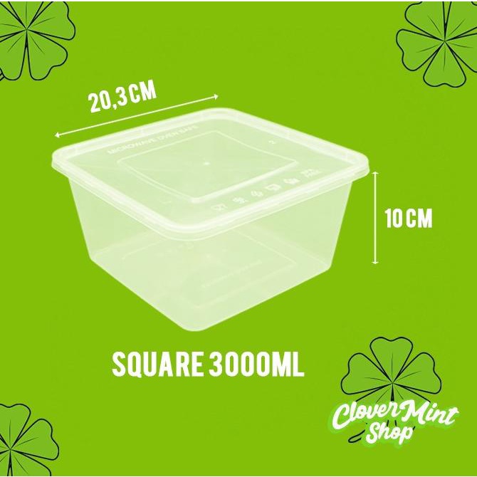 Jual Thinwall Square 3000 Ml Kotak Makan Persegi Food Container