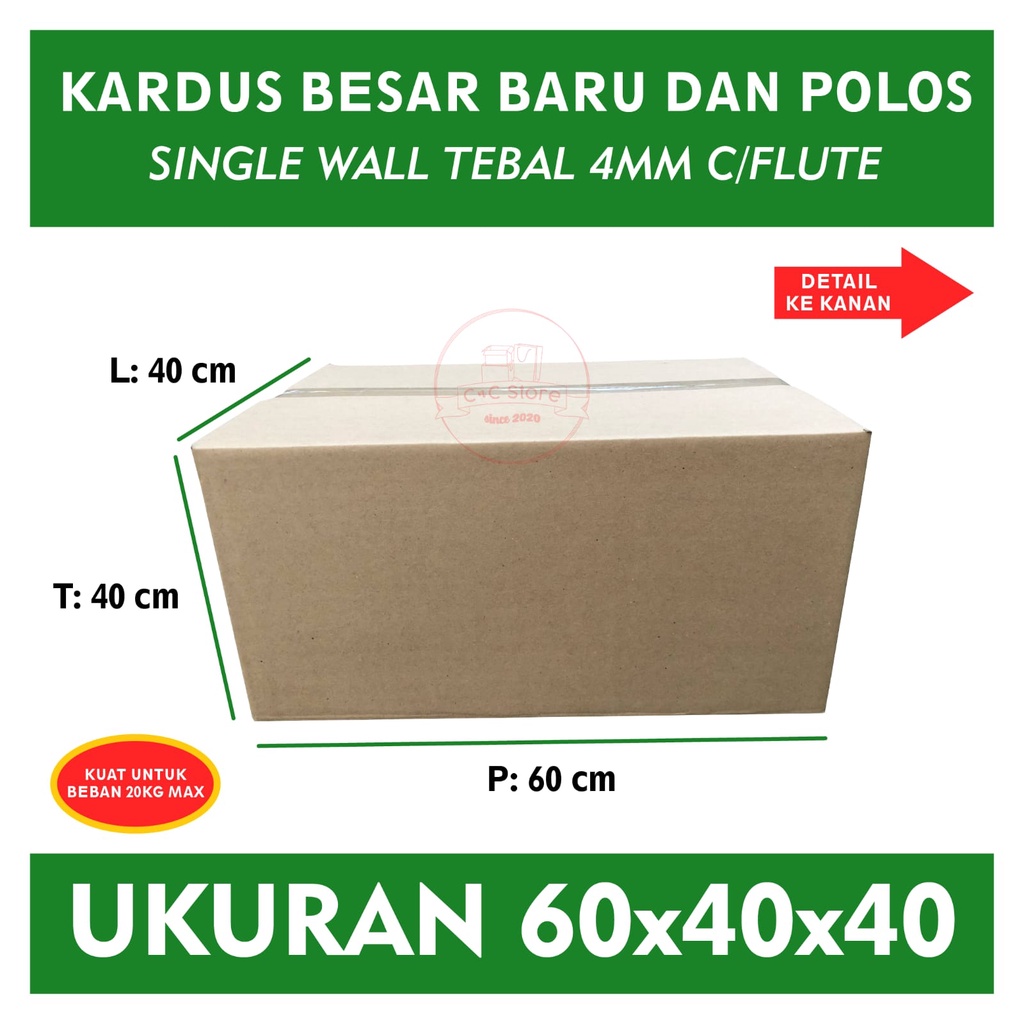 Jual Kardus Karton Box Packing Polos Corrugated 60x40x40 | Shopee Indonesia