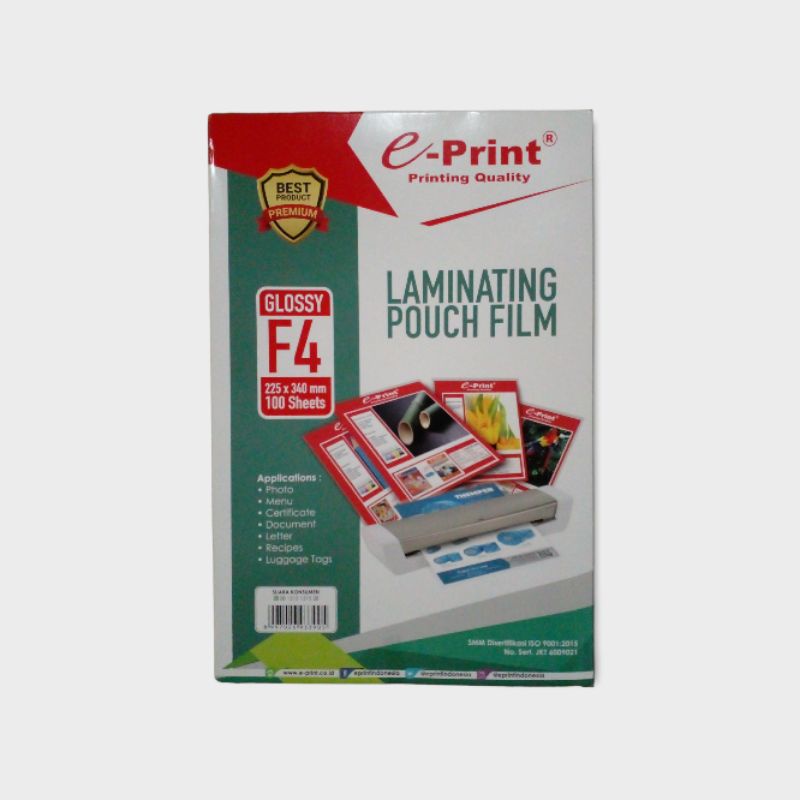 Jual PLASTIK LAMINATING E-Print F4/FOLIO / PLASTIK LAMINASI ...