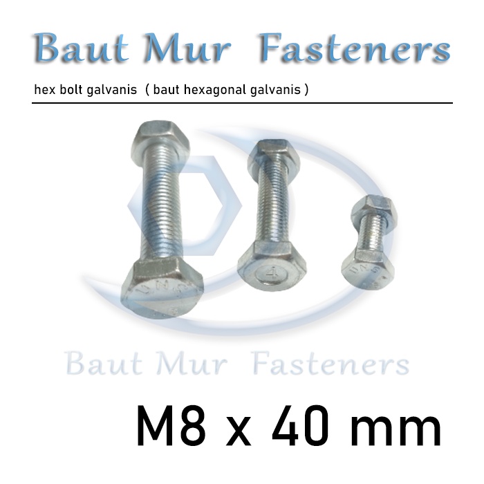 Jual Baut Mur M8 x 40MM / BMP M8 x 40MM Galvanis / BMP M8 x 40MM | Shopee Indonesia