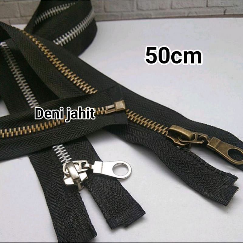 Jual resleting jaket/sleting jaket gigi besi 50cm | Shopee Indonesia