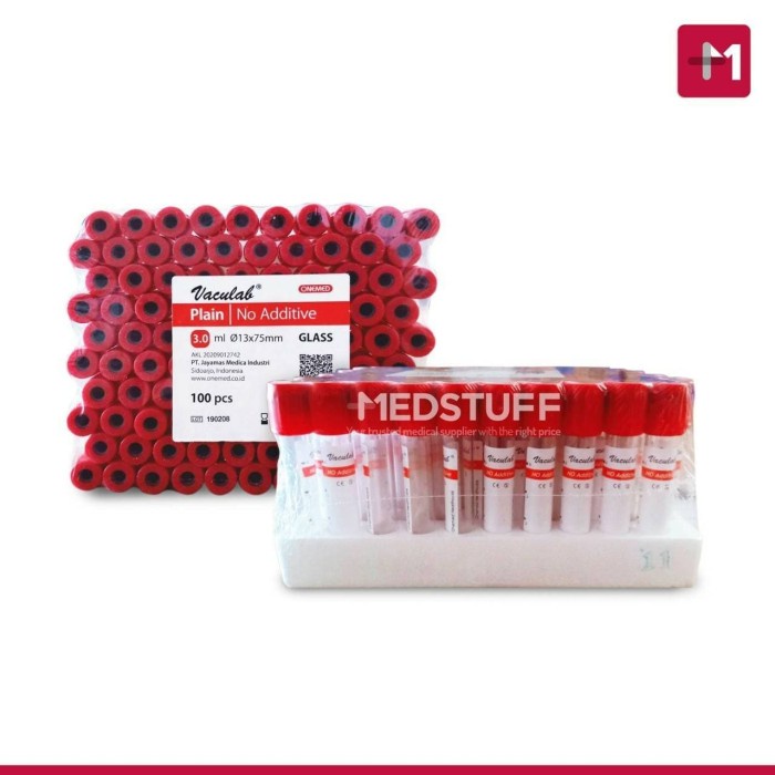 Jual Lab Tabung Darah Vaculab Plain 3Ml Blood Collection Tube Plain ...