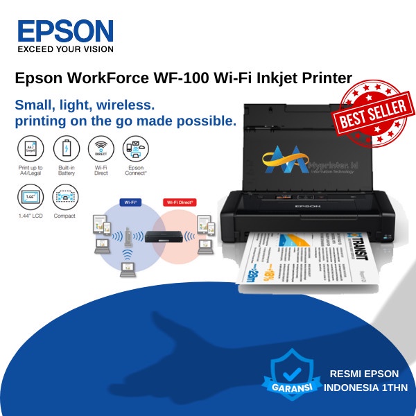 Jual Epson Workforce Wf-100 Mobile Printer - Hitam | Shopee Indonesia