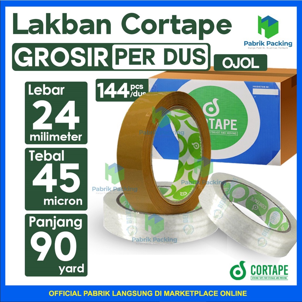 Jual Lakban / Isolasi Cortape Ukuran 24mm x 90yard Per DUS Khusus Gojek ...