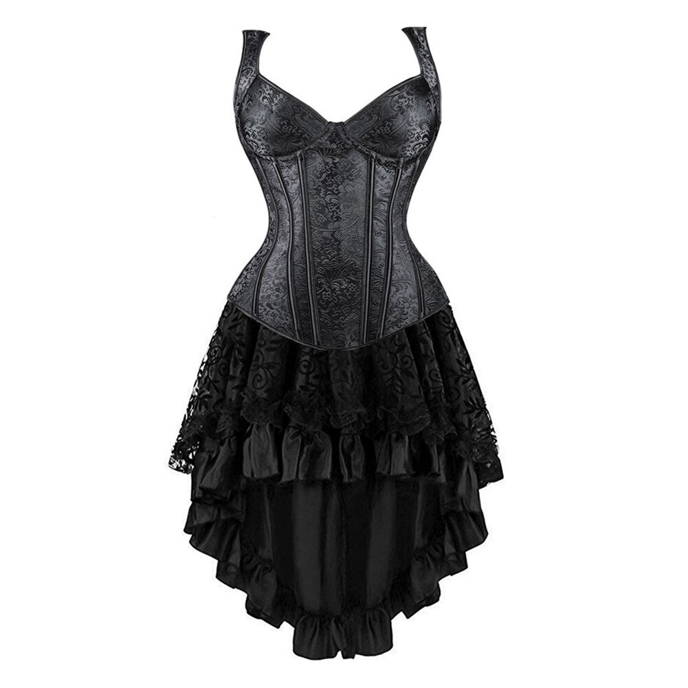 Jual Preorder Women Sexy Straps Cup Overbust Corset Top With Lace Skirt