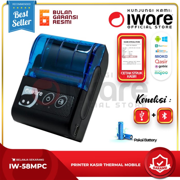 Jual Mini Printer Bluetooth Thermal untuk kasir/PPOB MP-58MPC | Shopee Indonesia