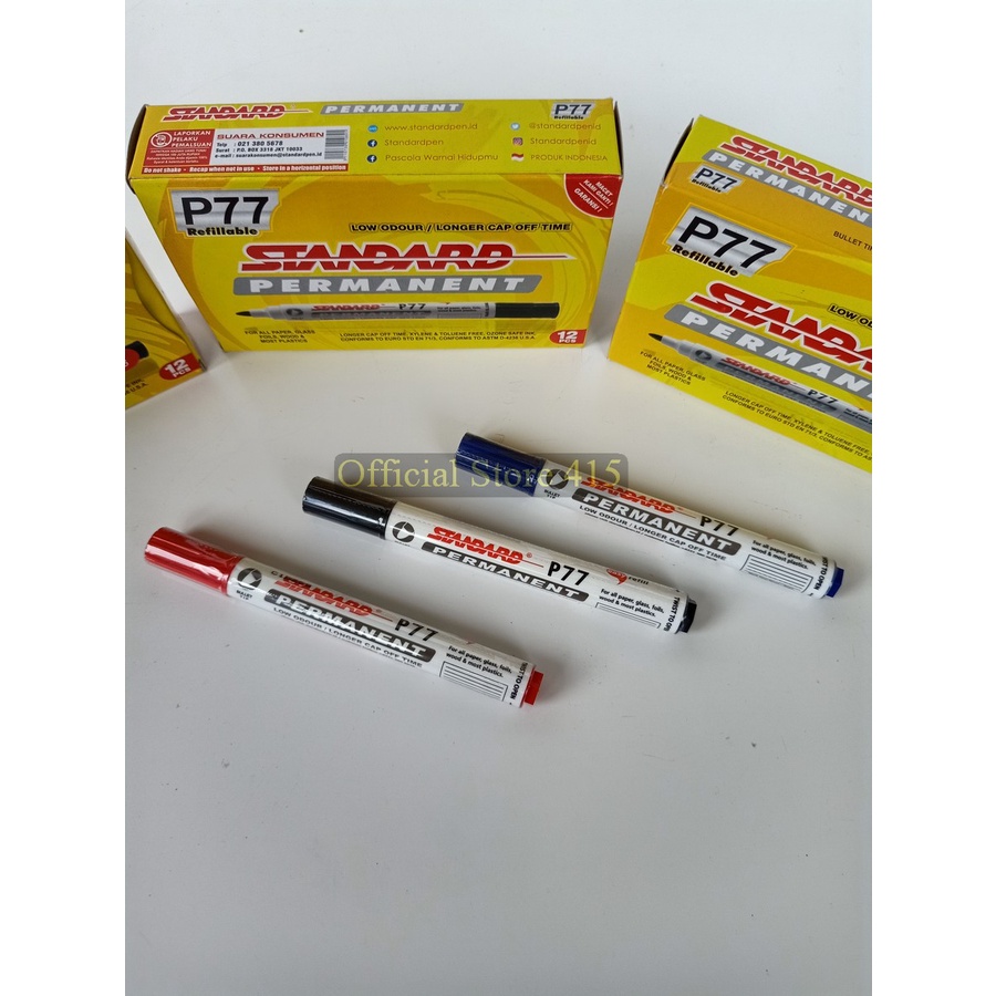 Jual Spidol Besar Permanent Warna Hitam Biru Merah Standard P77 ...