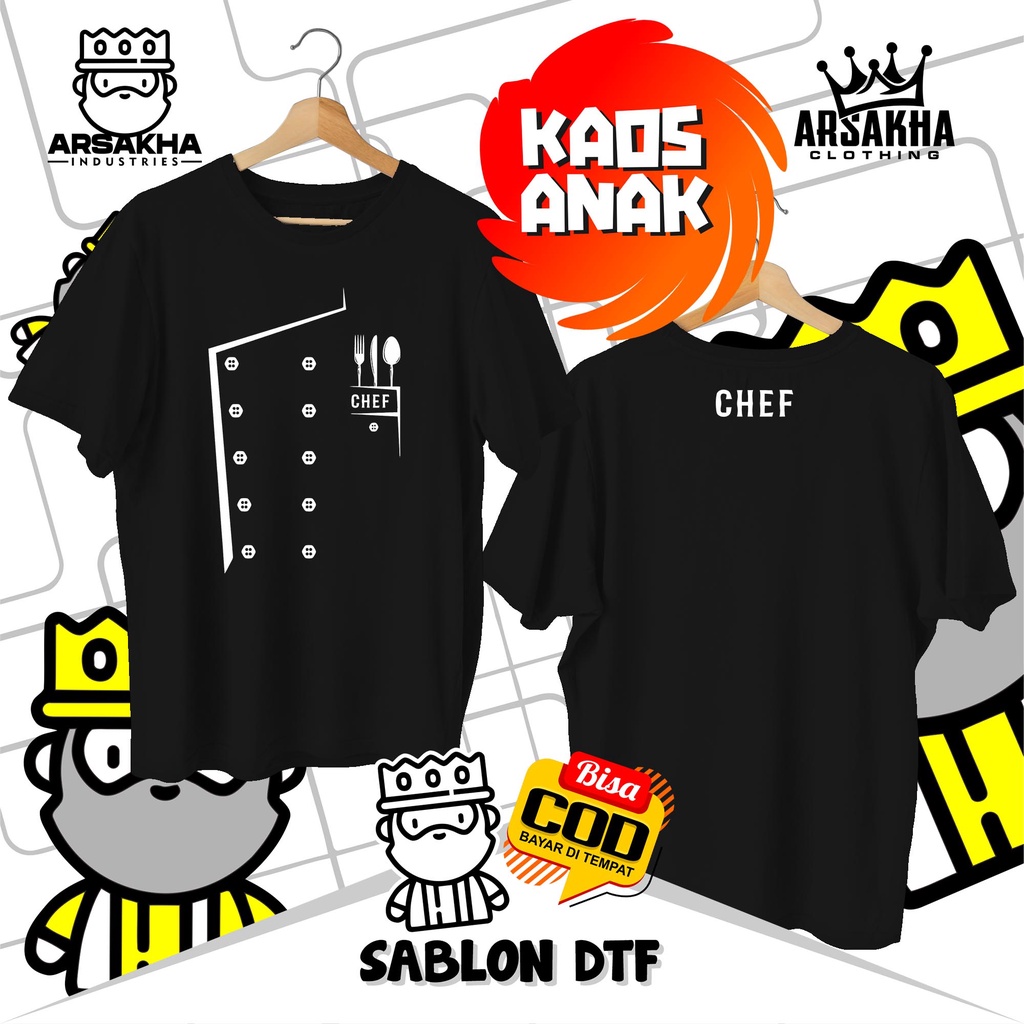 Jual Kaos Anak Distro CHEF siluet Koki Masak V2 Cotton Combed 30s ...