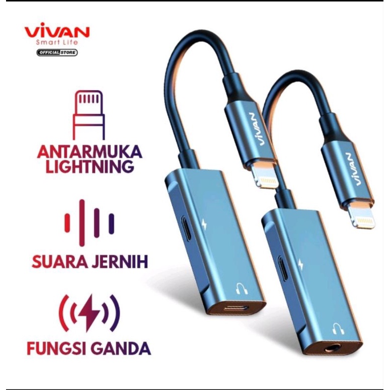 Jual Vivan VAL01 VAL02 Splitter IPhone Lightning to Aux 3.5mm ...