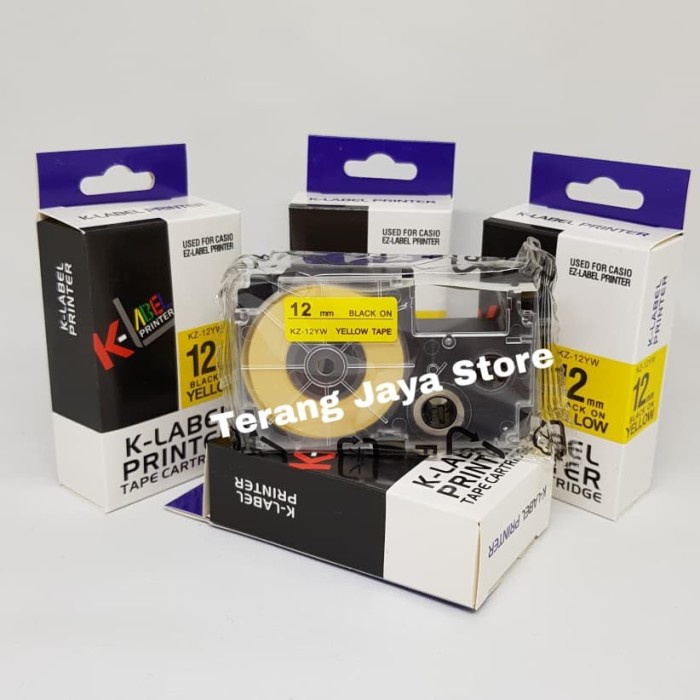 Jual Stiker K-Label Ez-Label Printer Black Ink Yellow Kz-12Yw /Label Casio 12Mm | Shopee Indonesia