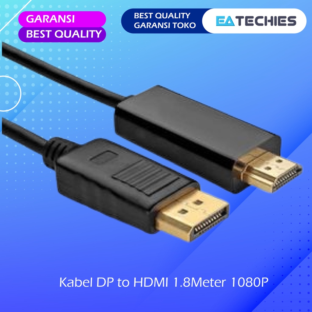 Jual Kabel DP TO HDMI 1.8 Meter Converter Adapter Gold Plated High ...