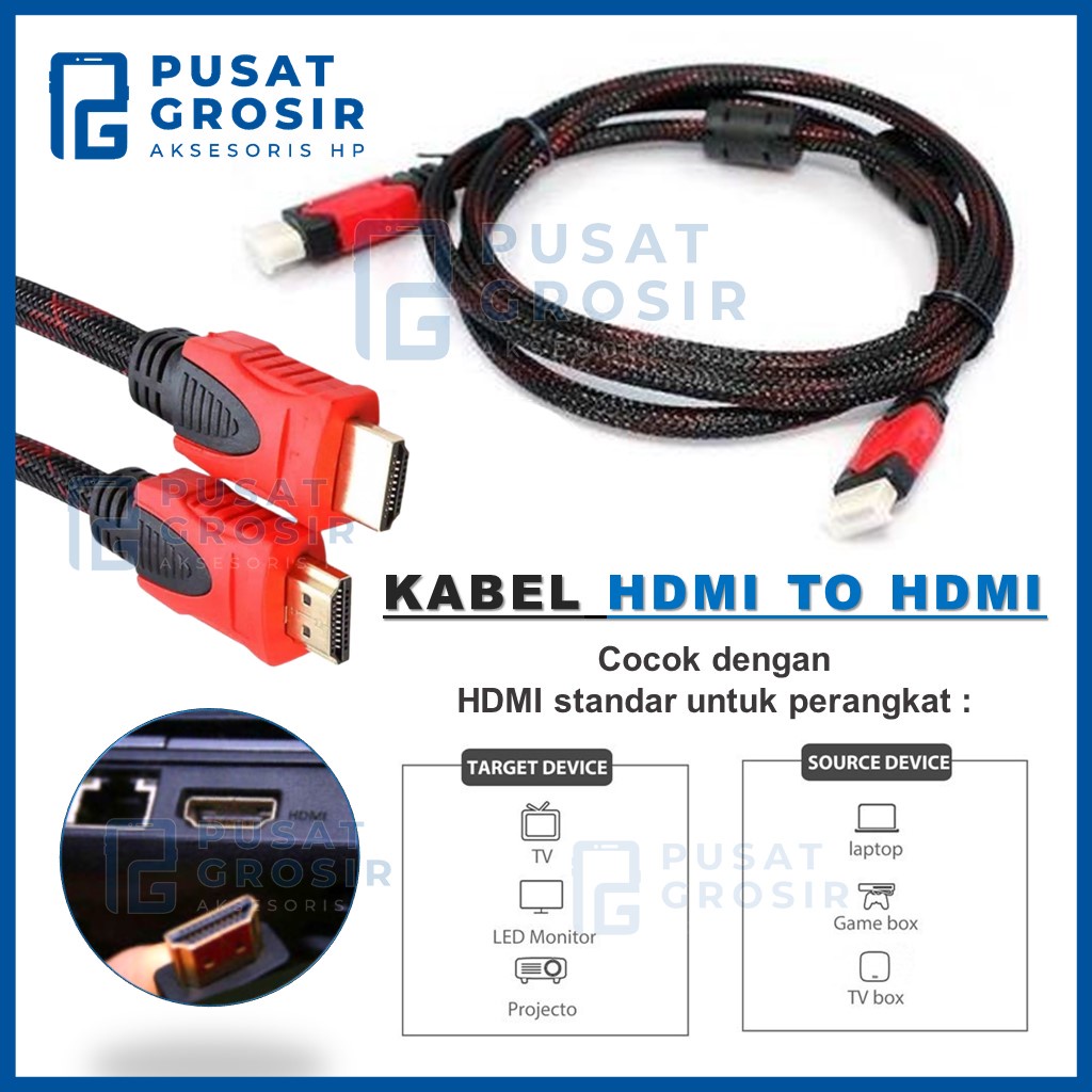 Jual Kabel HDMI to HDMI nylon Hight Speed quality cable Male to Male ...