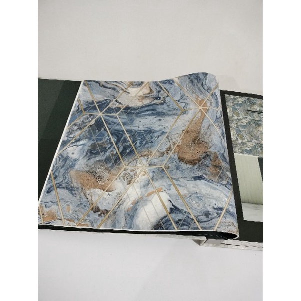 Jual Wallpaper Dinding Korea Marmer Marble Biru Hexagonal | Shopee ...