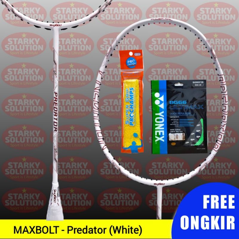 Jual Raket MAXBOLT PREDATOR Bulutangkis Badminton Original - White/Red ...