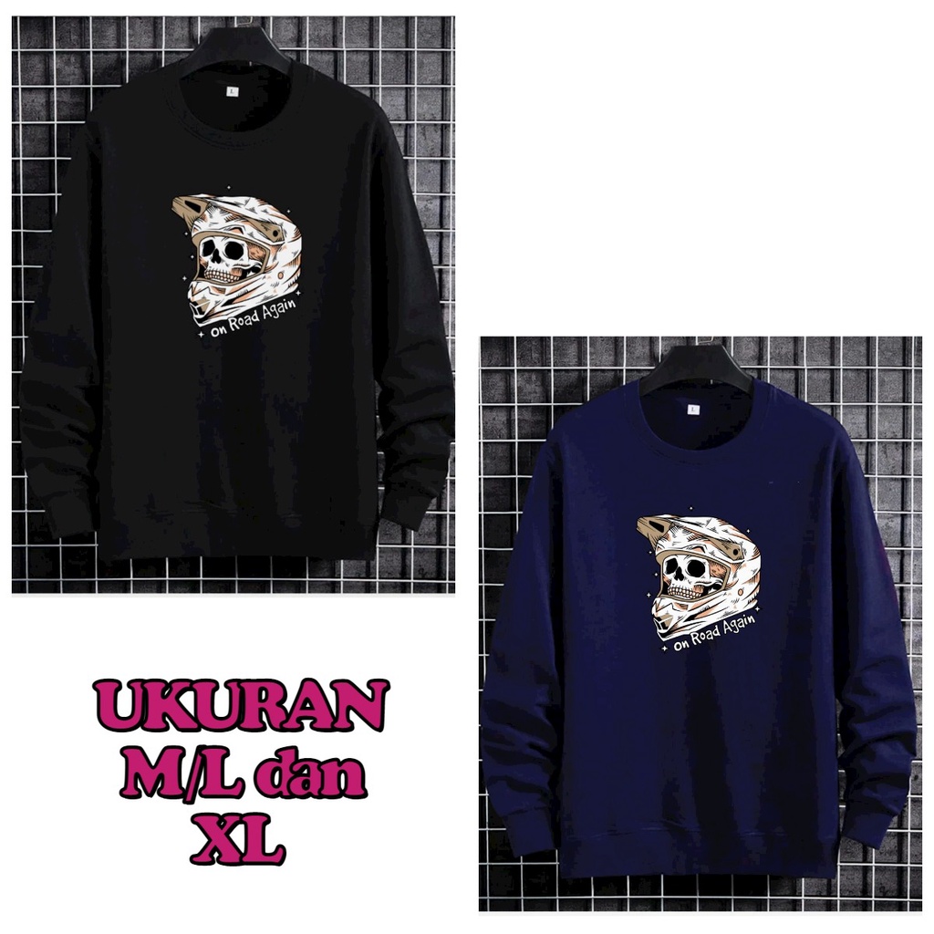 Jual MUKZHOP - BAJU SWEATER HELM ON ROAD / sweater kece / crewneck ...