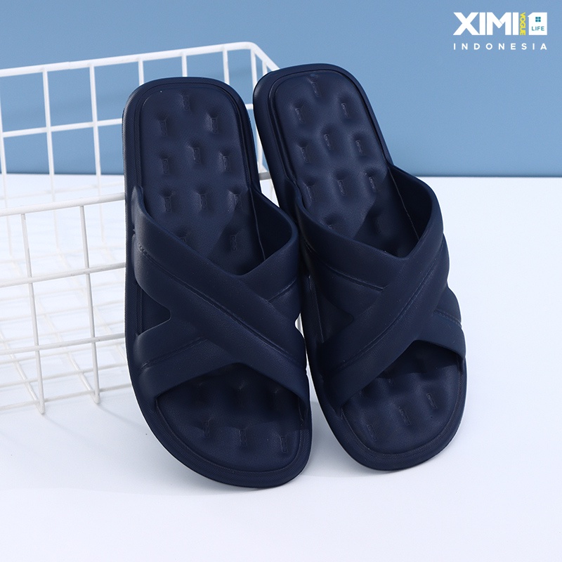 Jual Ximivogue Sandal Pria Bersol Lembut Bentuk X (Biru Tua, 43-44 ...