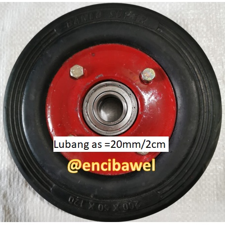 Jual Roda troli 8 inchi roda lori 8 inchi roda mati lubang as 20 mm ...