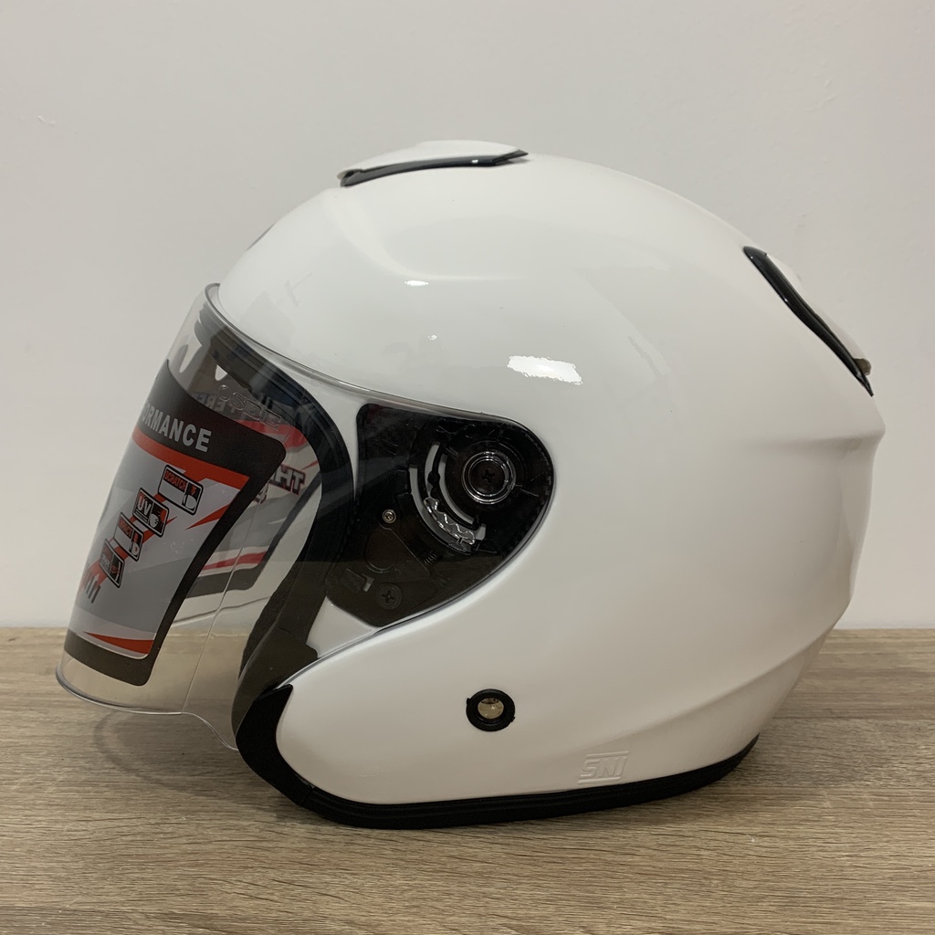 Jual Helm Kyoto Putih Glossy ACH (Kaca Clear) Helem SNI Helmet Helm ...