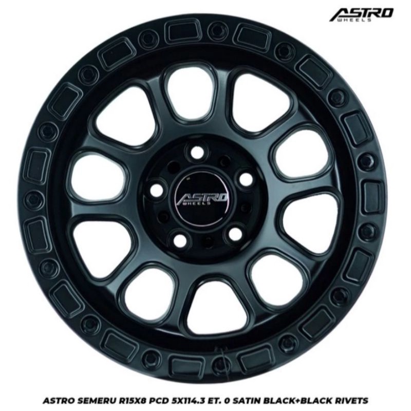 Jual Velg Mobil Astro Semeru 15x8.0 5x114.3 Et0 satin Black Rivert ...