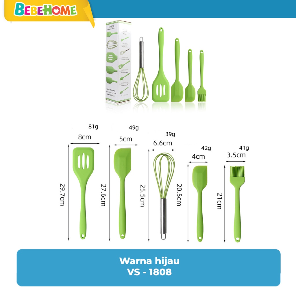 Jual Bebehome Set Spatula Sutil Silikon Non Stick Cooking Tools Isi 5 ...