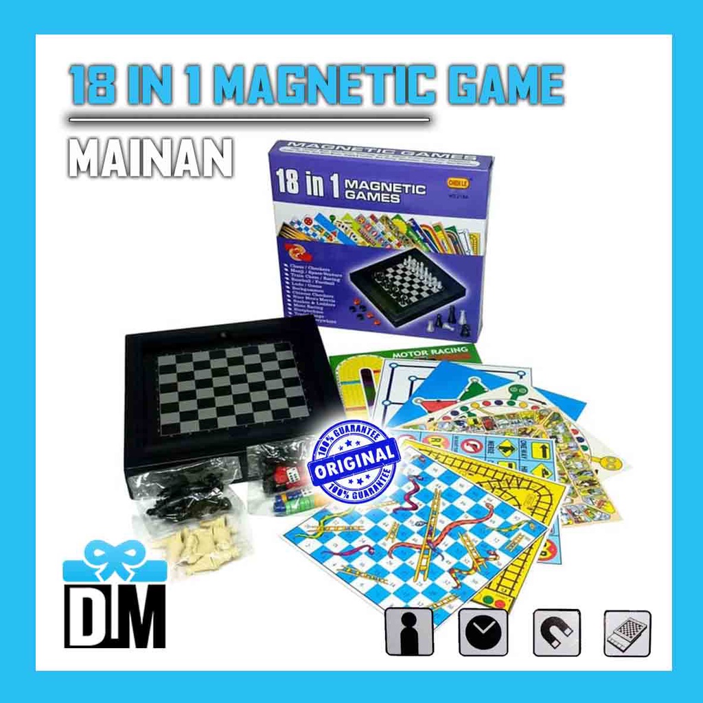 Jual Board Game Complete 18 in 1 Mainan Games Catur Ludo Maji Chicken ...