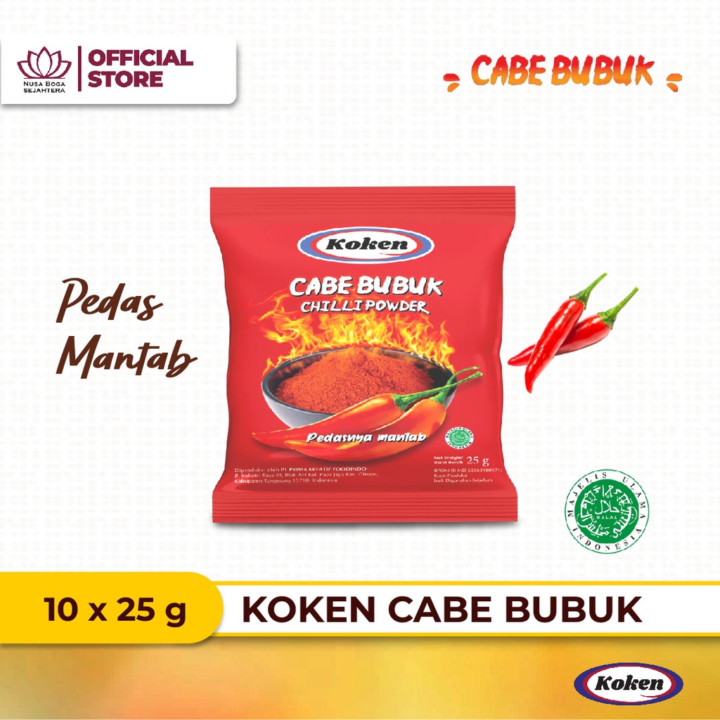 Jual Koken Cabe Bubuk atau Chili Powder Koken (10x25G) | Shopee Indonesia