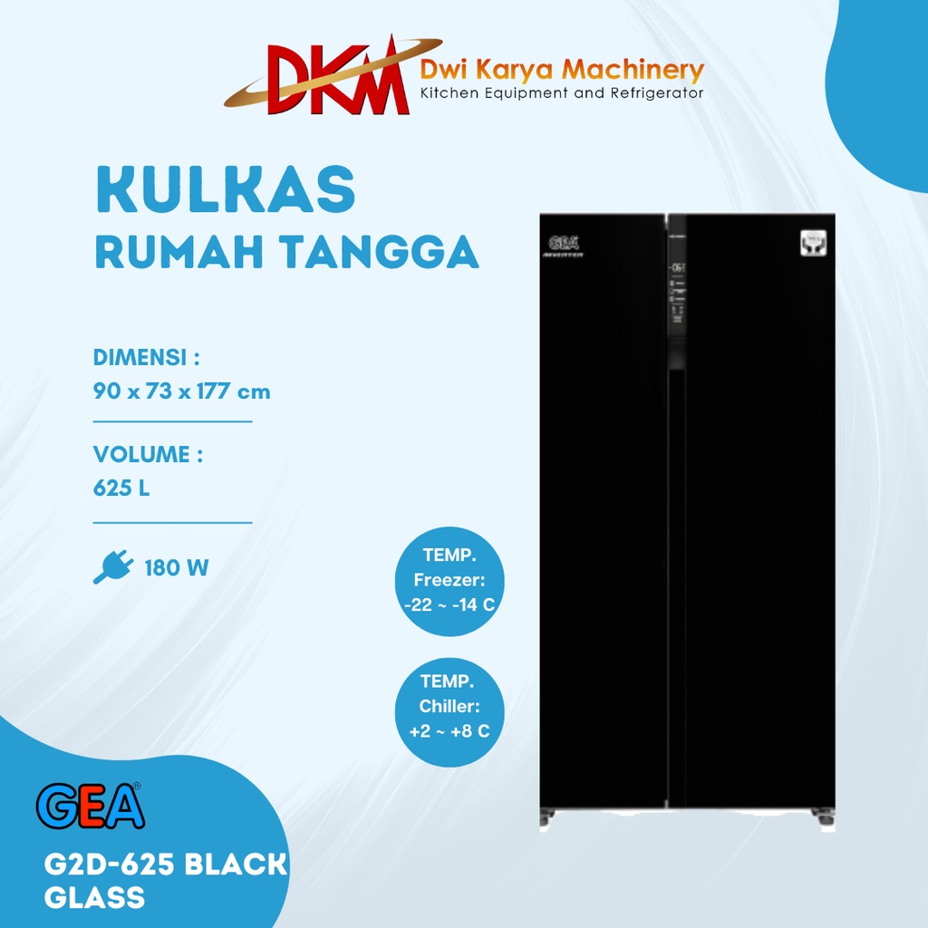 Jual KULKAS GEA 2 PINTU JUMBO SIDE BY SIDE INVERTER TYPE G2D 625 BLACK ...