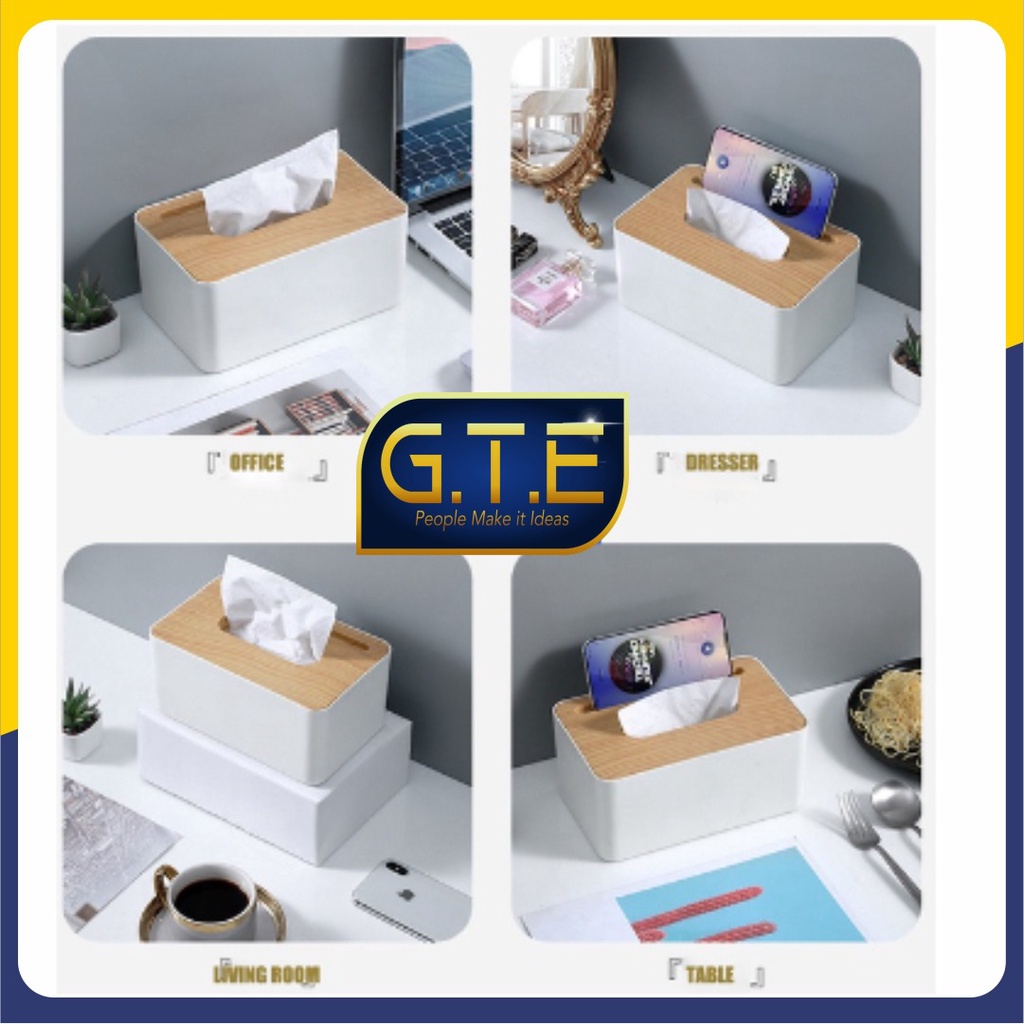 Jual GTE | Kotak Tisu Tissue Box Elegan dengan Tutup Kayu Multifungsi ...