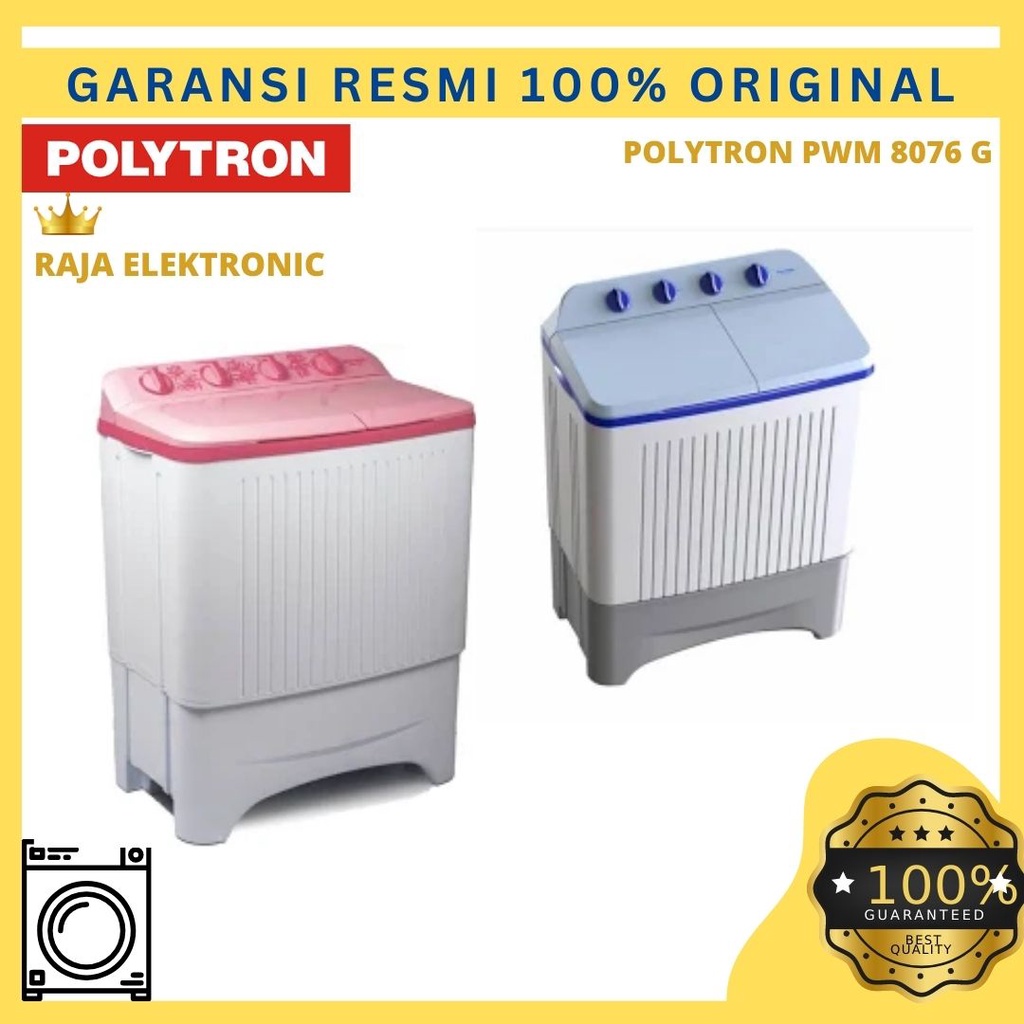Jual MESIN CUCI POLYTRON DUA TABUNG 8 KG 220 WATT - PWM 8076 | Shopee ...