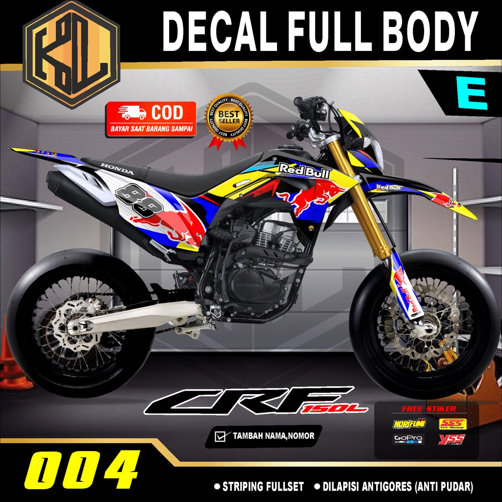 Jual Variasi custom Decal CRF 150 L Redbull Sticker Fullbody-Dekal stiker CRF 150 L Custom ...