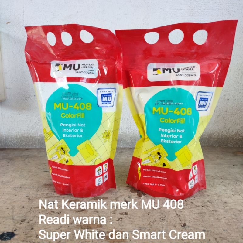 Jual Nat Keramik ubin lantai MU 408 super white smart cream muda 1kg ...