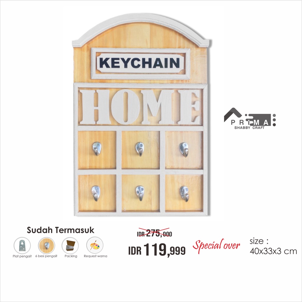 Jual Prima Shabby Gantungan Tempat Kunci Kayu Vernish Natural Telephone Dekorasi Hiasan Pajangan ...