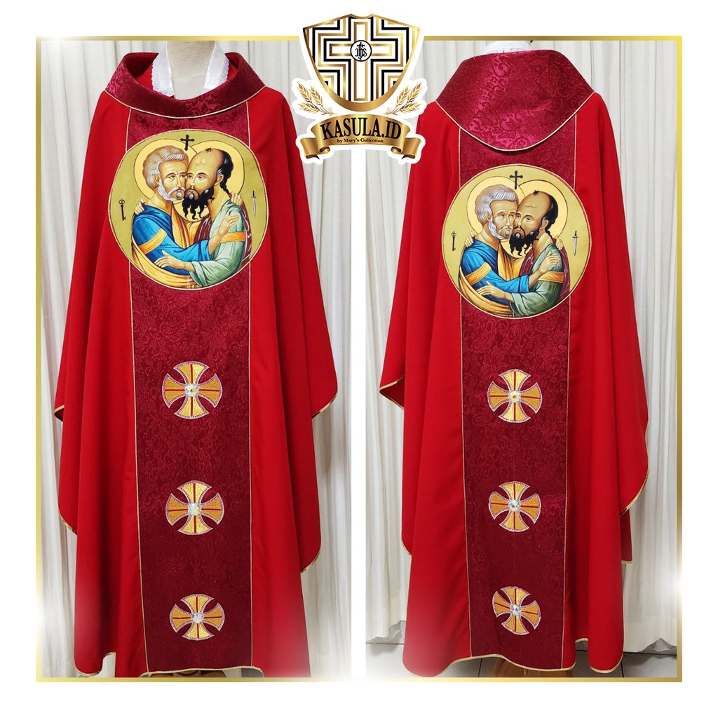 Jual Kasula Chasuble Jubah Romo Katolik Lukis Merah Santo Petrus Yusuf ...
