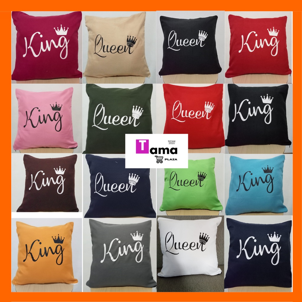 Jual SARUNG BANTAL SOFA UKURAN 40x40 KATA KATA KING & QUEEN UKURAN ...