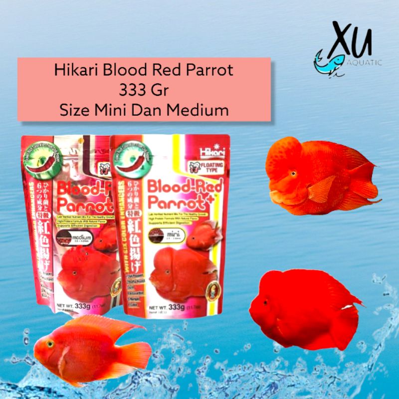 Jual HIKARI BLOOD RED PARROT 333 GR SIZE MINI DAN MEDIUM PAKAN MAKANAN ...
