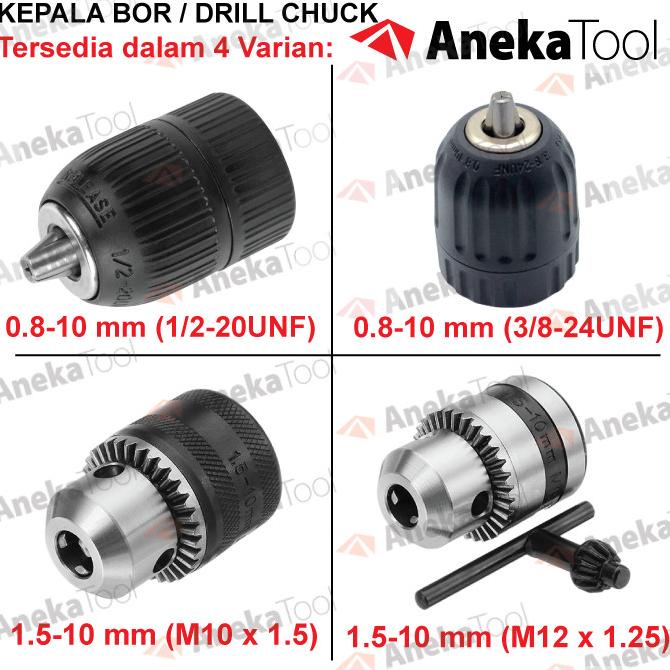 Jual Kepala Bor / Drill Chuck 1,5 - 10 mm & 0,8 - 10 mm 20UNF 24UNF M10 ...