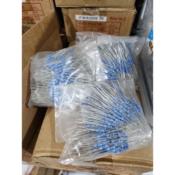 Jual resistor 1/2 watt 1% per BUNGKUS 500pcs 150R 100K 15K 27K 1K2 22K ...