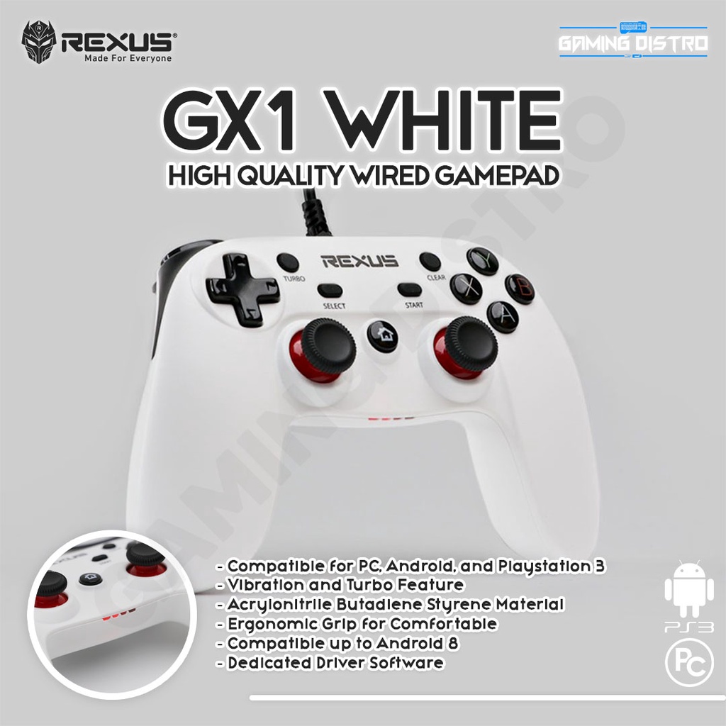 Jual Gamepad Rexus Gladius GX1 White untuk Android, PC, dan PS3 ...