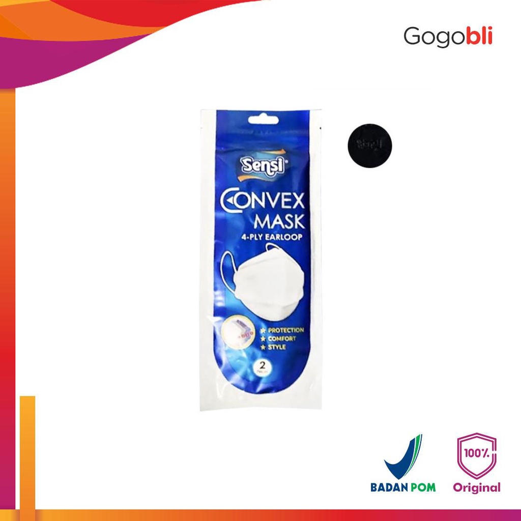 Jual Sensi Convex Mask 4-Ply Earloop Black 2s | Shopee Indonesia