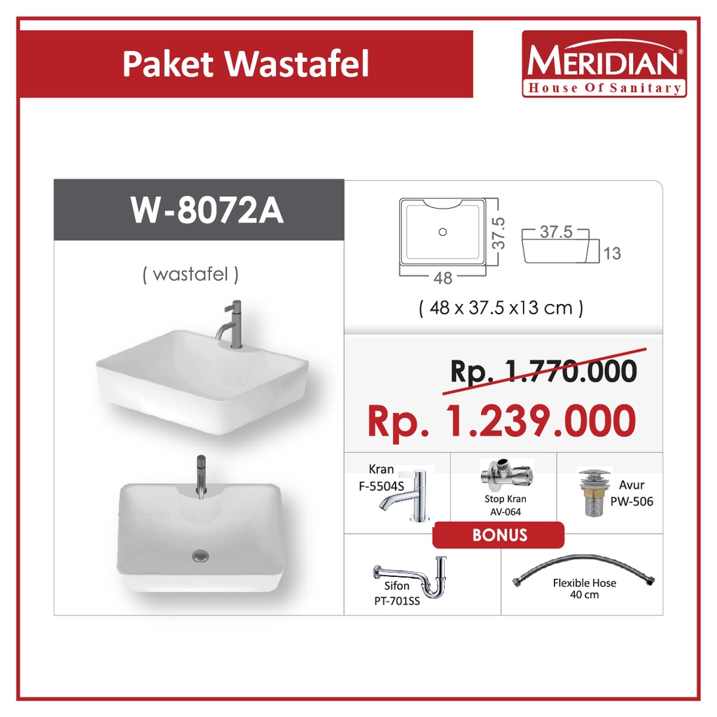 Jual WASTAFEL KERAMIK MERIDIAN - W 8072A - PAKET | Shopee Indonesia