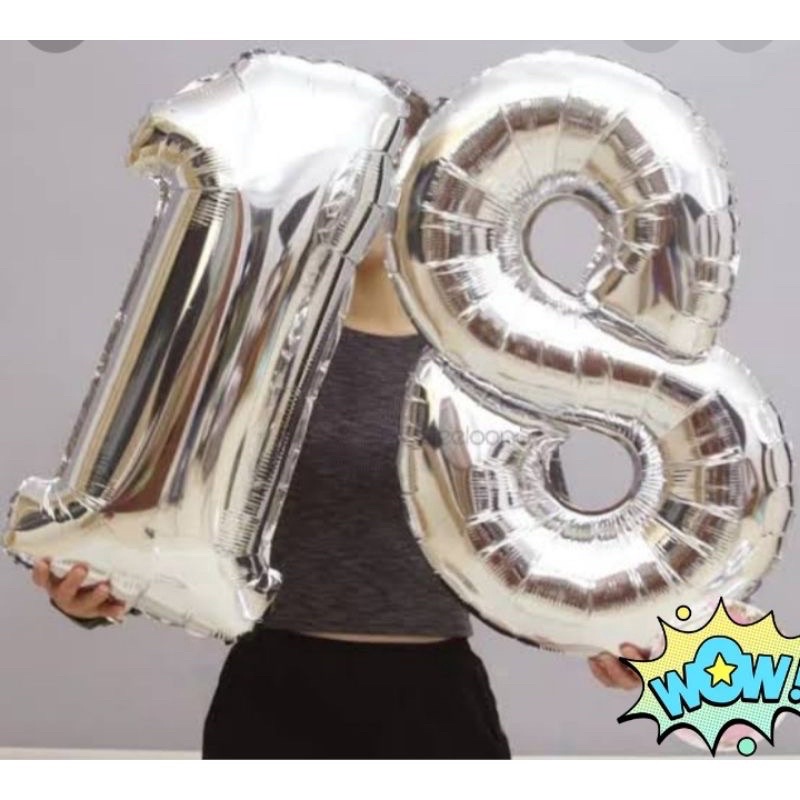Jual balon angka silver 80cm | Shopee Indonesia
