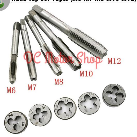 Jual Promo!! Hand Tap Set Adjustable Hand Tab Dies Set 12Pcs Alat Snai ...