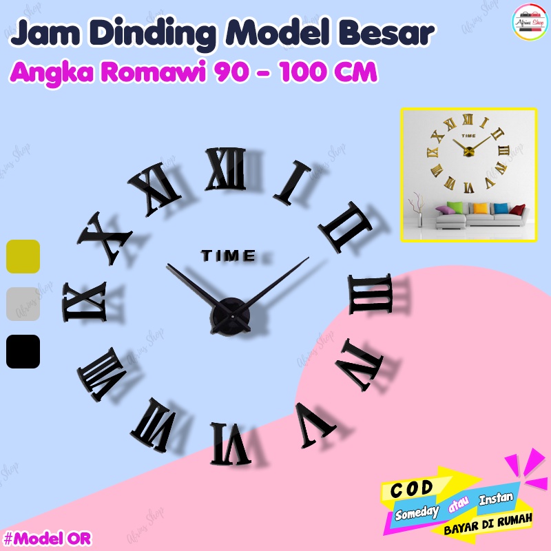 Jual Jam Dinding Besar DIY Silent Mode Clock Quartz 80 - 130cm Jam ...