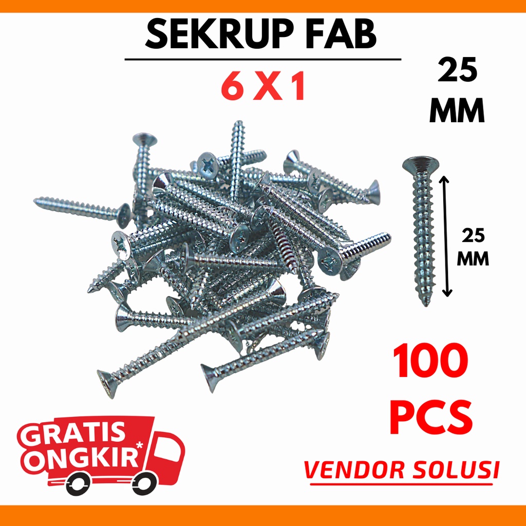 Jual Sekrup FAB 6 x 1 / 2.5 cm Sekrup Partisi Furnniture Meja KnockDown ...