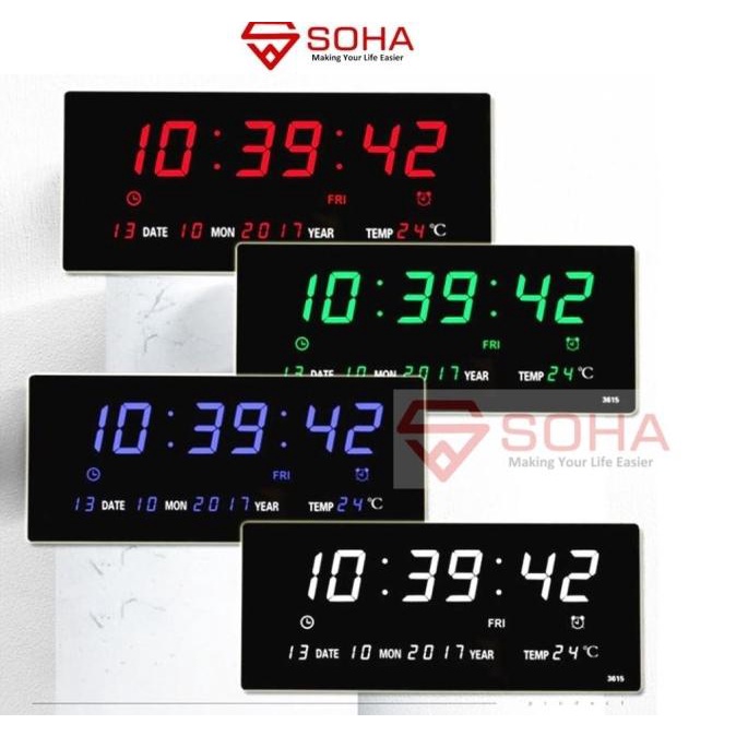 Jual JD- 3615 Jam Digital LED Clock Dinding Meja Kalender Alarm Smart ...