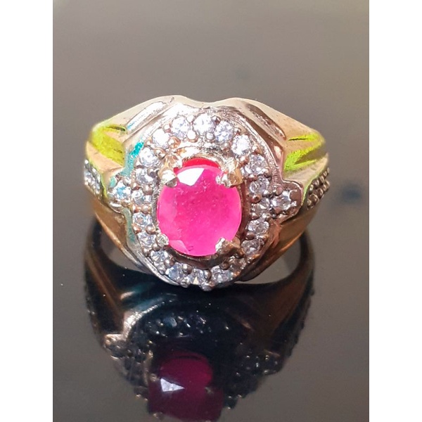 Jual natural [RUBY BURMA PINKISH RED HEAD A SERTIFIKAT] emban cincin ...