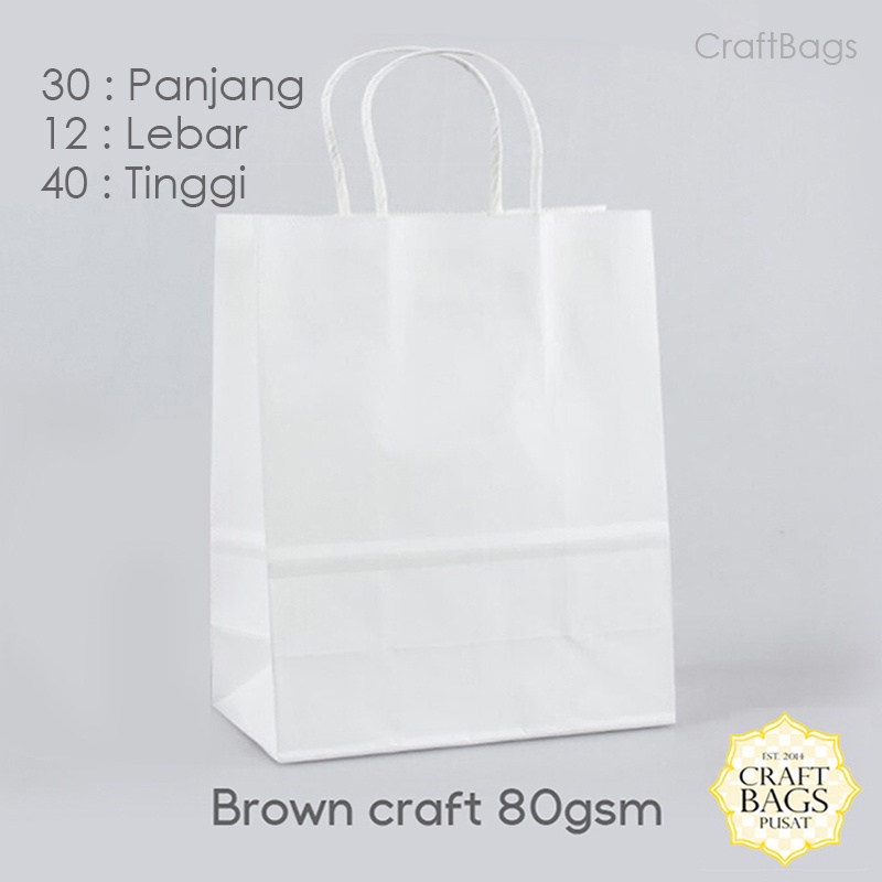 Jual Paper bag mini warna putih 40x12x30 CM / Paper bag kado souvenir ...