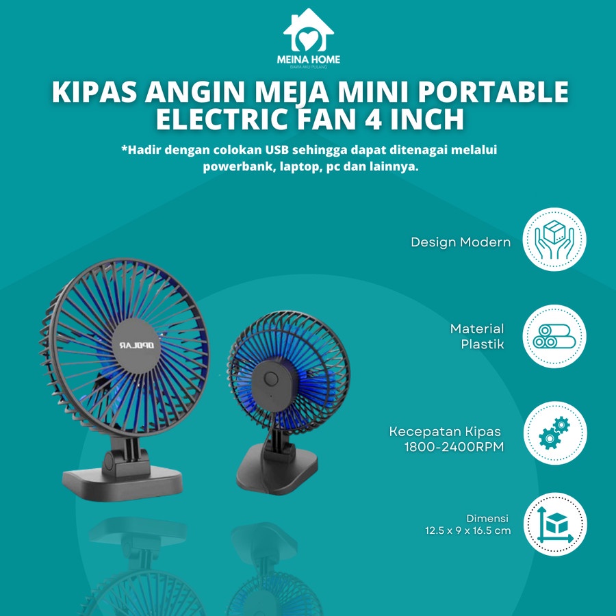 Jual KIPAS ANGIN PORTABLE USB FAN / KIPAS ANGIN MEJA DUDUK 4 INCH ...